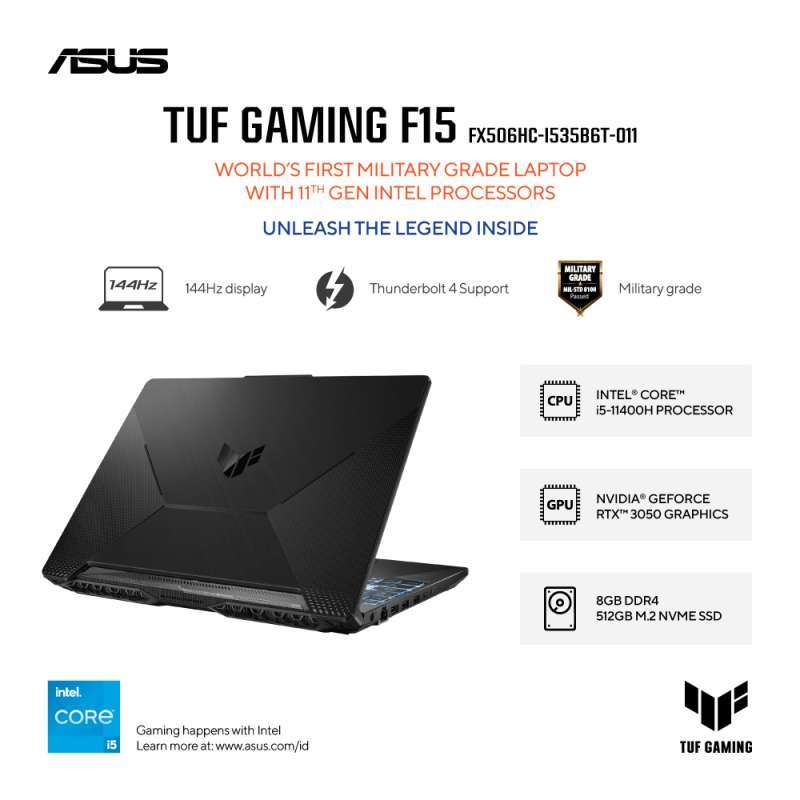 Jual Asus Tuf Gaming F15 Fx506hc-i535b6t-o11 (intel® Core™ I5-11400h/8gb/512gb Ssd/windows 11 ...