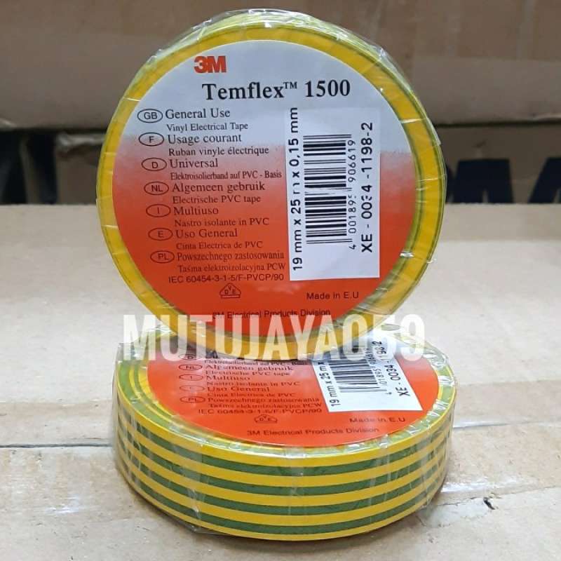 Jual 3M Temflex 1500 Electrical Tape Green Yelow Isolasi di Seller TB Honey Makmur - Kalibata ...