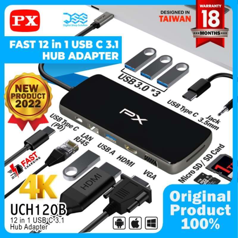 Jual Hub Converter Type C 3.1 Macbook Laptop HDMI USB 12 in 1 PX ...