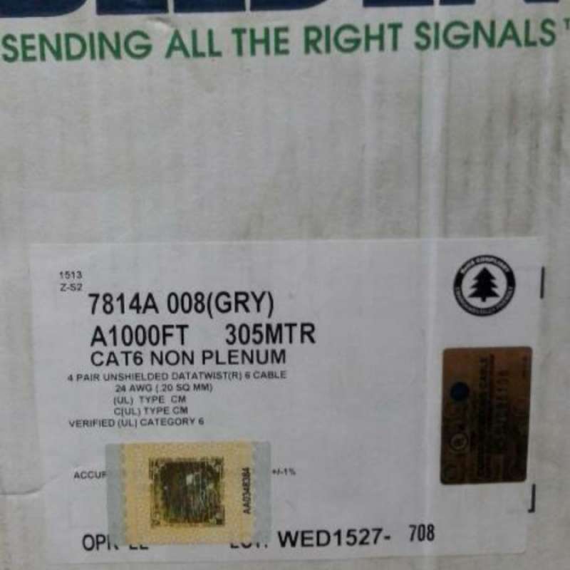 Jual Belden UTP Cable LAN Cat.6 7814A di Seller Cullen darrel ...