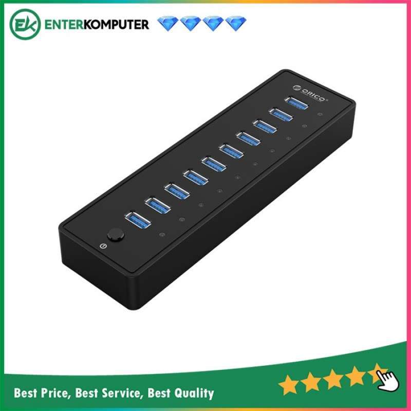 Jual Orico USB HUB P10-U3 10 Port USB 3.0 With 12V/3A Power Adapter di ...