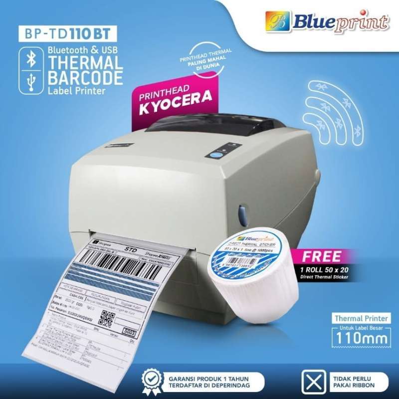 Promo Printer Thermal Barcode Resi Bluetooth Blueprint Bp Td110bt ...