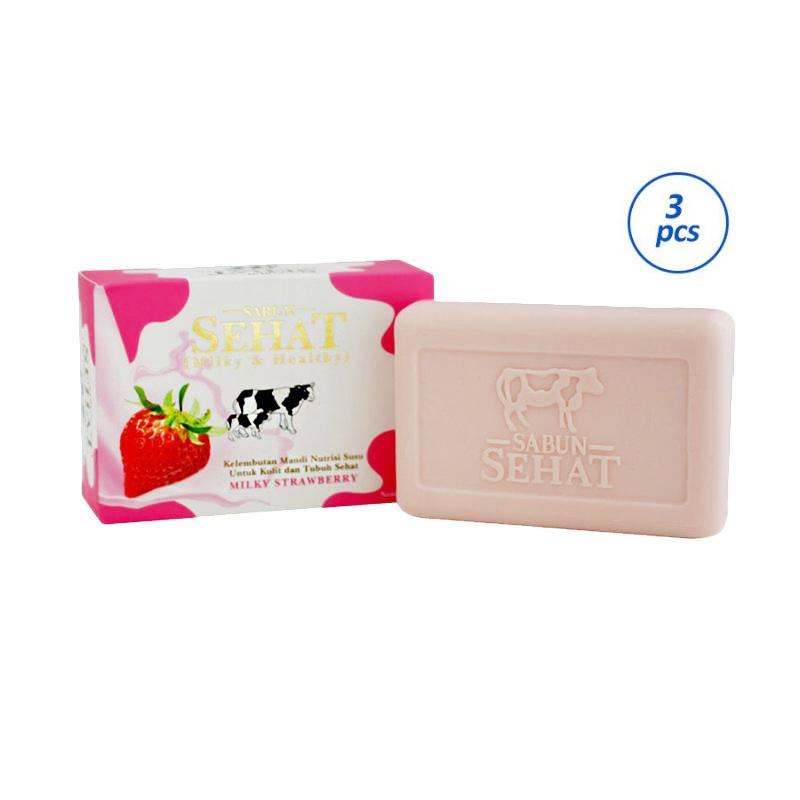 Jual Sabun Sehat Milky Strawberry Bar Soap Sabun Mandi [100 gr/ 3 pcs ...