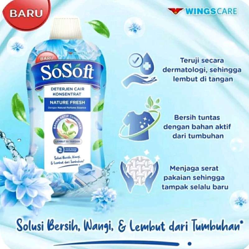 Jual Sosoft Liquid Detergent Nature Fresh Bottle Detergen cair 750 ml ...