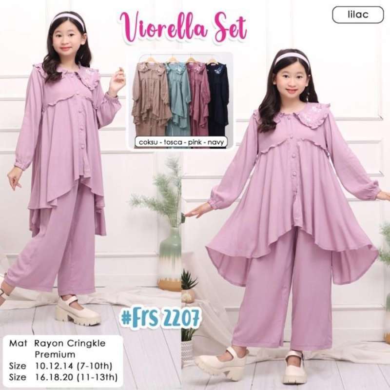 Jual ( 6 - 14 Th ) Baju Setelan Dan Celana Anak / Viorella Set Frs 2207 Ms - No 10 6-7thn Pink ...