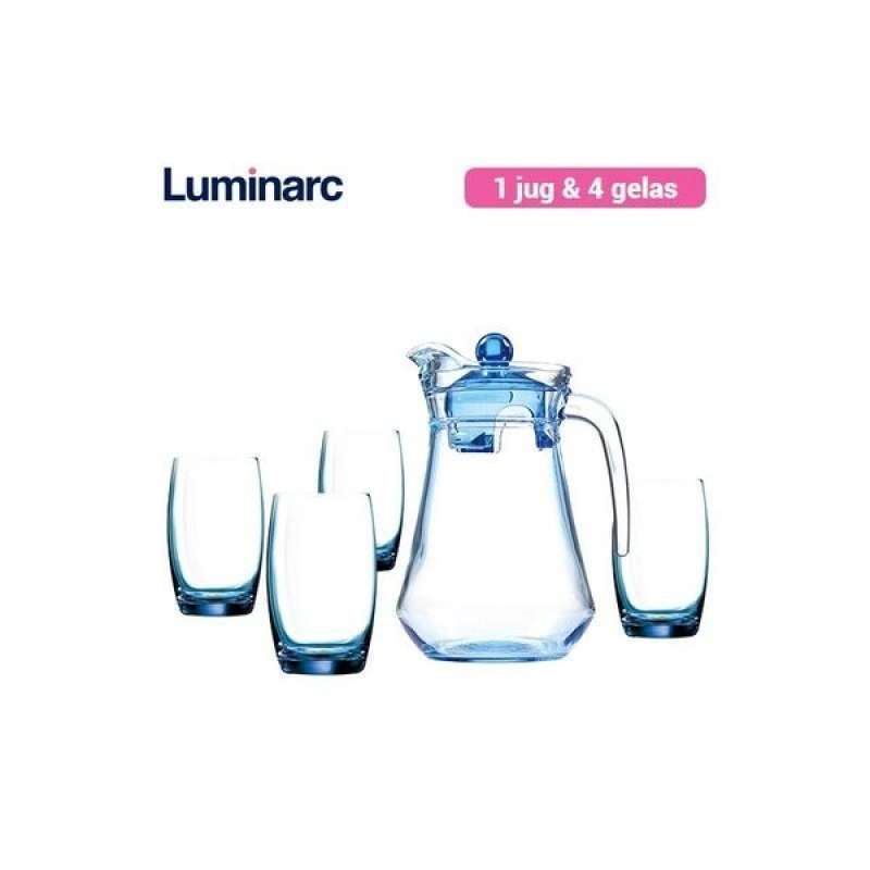 Jual Luminarc Set Arc Ice Blue Drinkset 4 Gelas 1 Teko di Seller Dhore ...