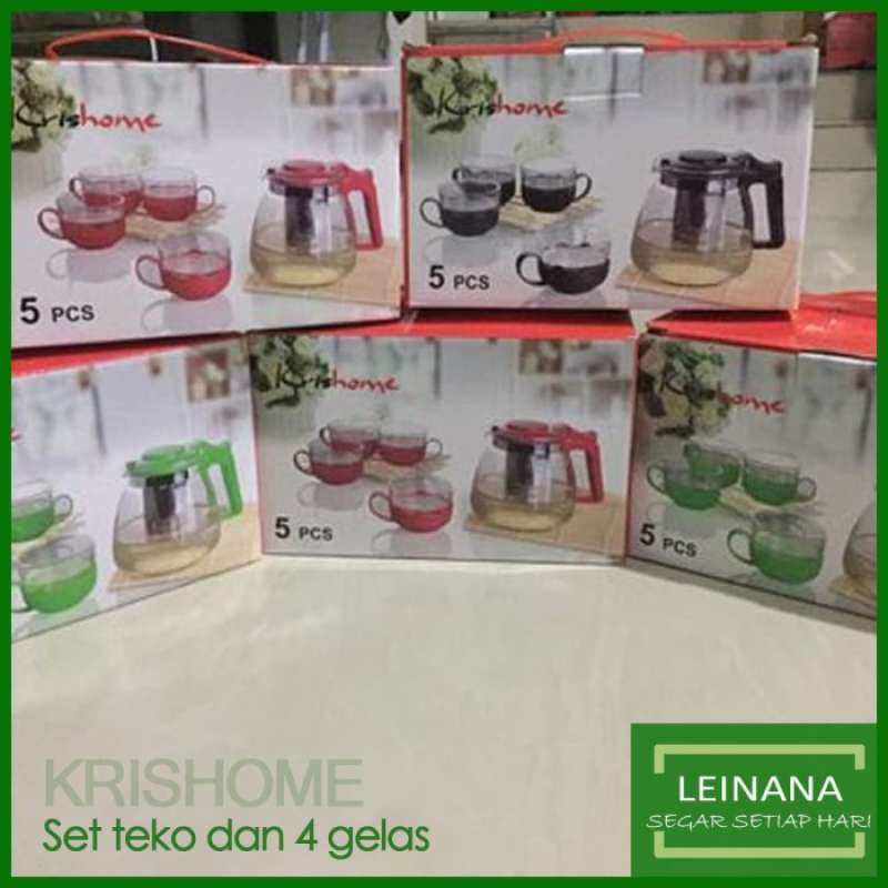 Jual Tea Set Teko dan 4 Gelas / tea pot / TEA SET KRISHOME di Seller ...