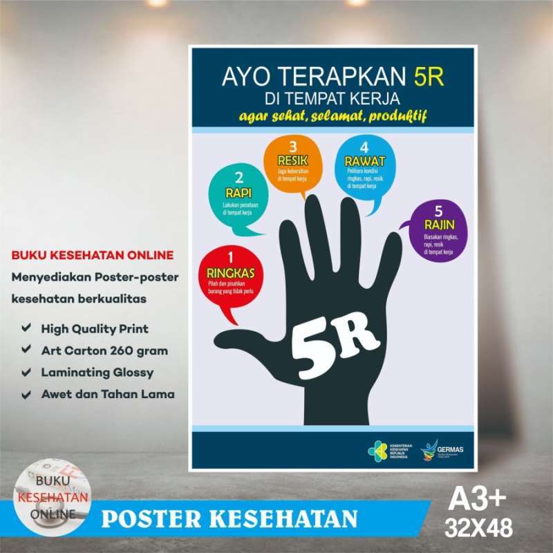 Jual CETAK POSTER - Ayo Terapkan 5R di Tempat Kerja - LAMINATING GLOSSY di Seller Cetak Poster ...