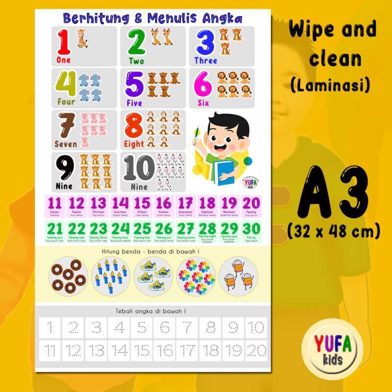 Jual 126 Poster Berhitung dan menulis angka - poster edukasi anak rumus ...