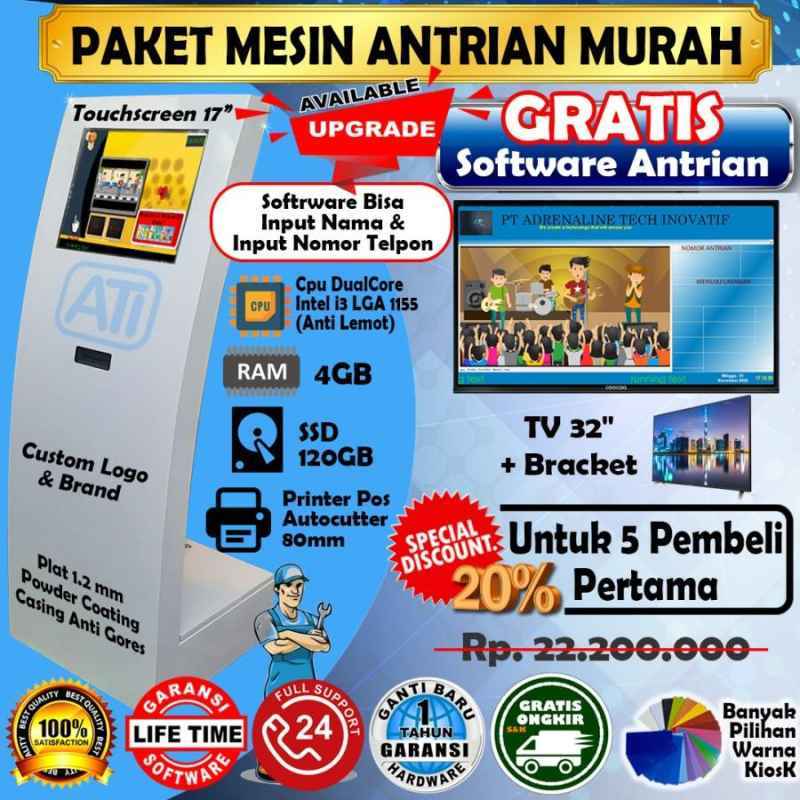 Jual Mesin Antrian Kiosk touchscreen 17 Terjangkau plus software plus ...