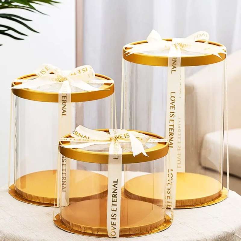 Jual Kotak Kue Mika Bulat Transparan Round Window Cake Box Pet ...