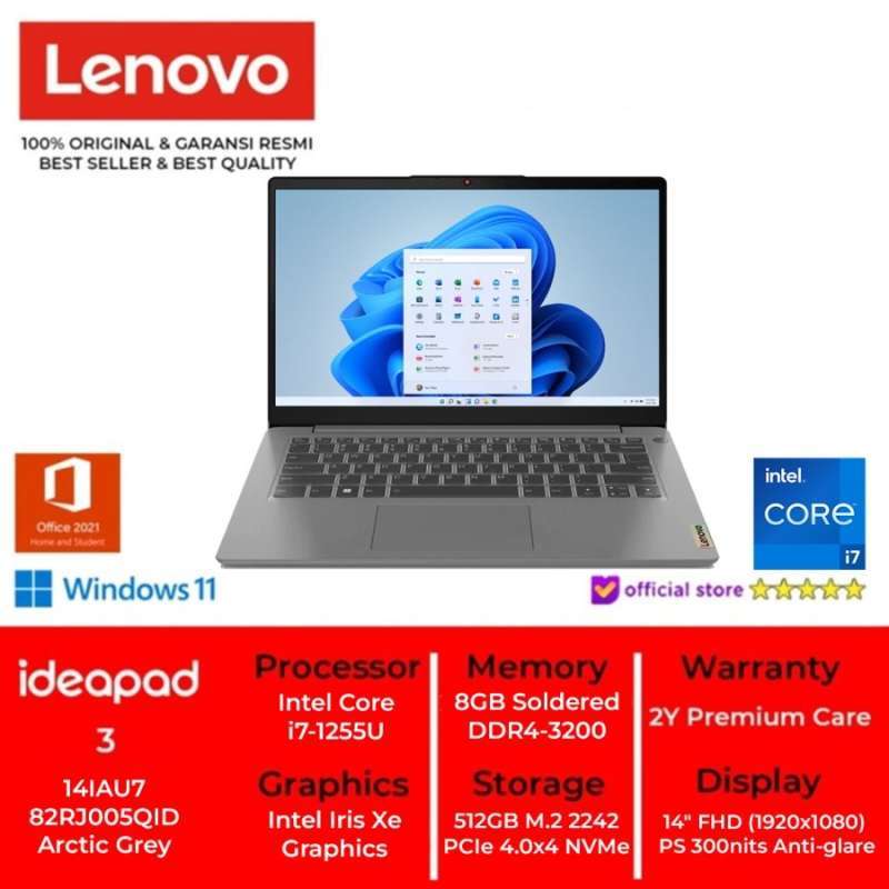 Promo LENOVO Laptop IdeaPad 3 / Intel Core i7 / RAM 8GB / SSD 512GB ...
