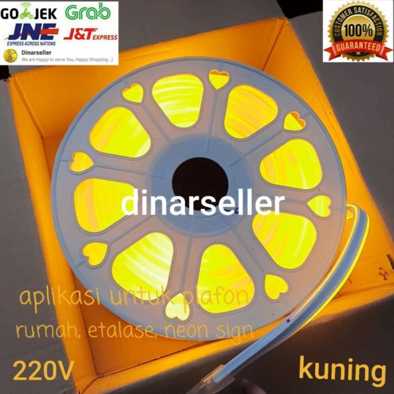 Jual Neon Flex 50 Meter Kuning 220V Led Neon Fleksibel Selang Susu di ...