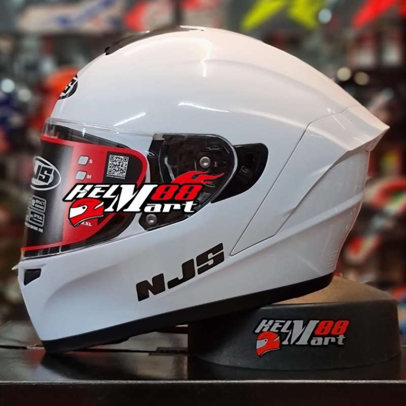 Promo Njs Zx-1 Solid White Helm Full Face Helm Njs Zx1 - Xl Putih ...