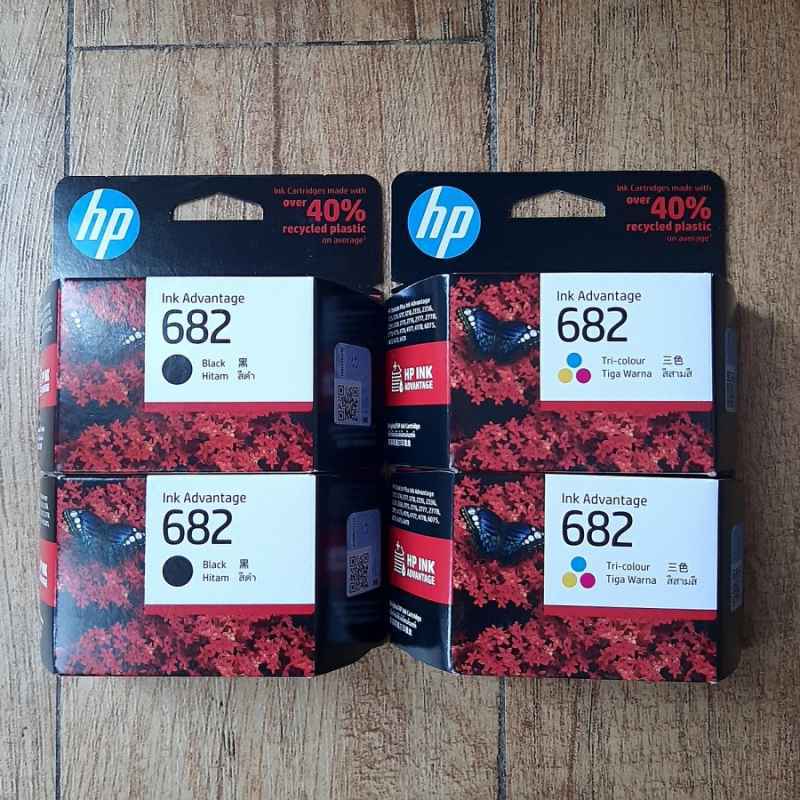 Promo Paket Tinta HP 682 Black+Color Original Diskon 28% di Seller Maju ...