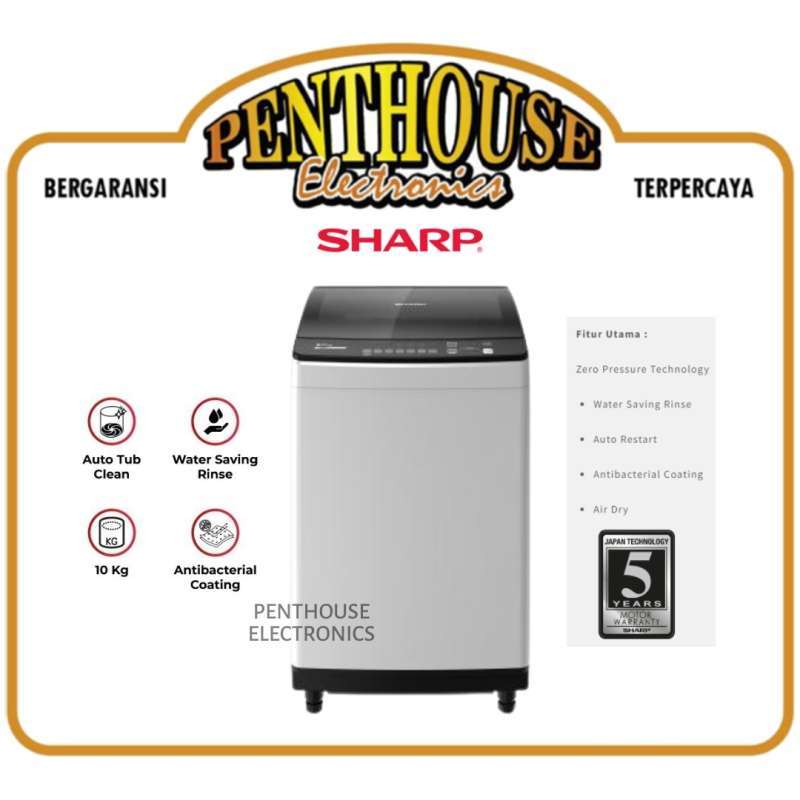 Jual Sharp Mesin Cuci Top Loading 1 Tabung ES-M1000T-GG / ESM 1000 10KG di Seller Penthouse ...