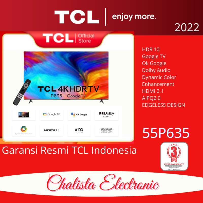 Jual Tcl 55p635 (2022) Edgeless 55 Inch Uhd 4k Smart Led Google Tv Hdmi 2.1 Di Seller Chalista ...