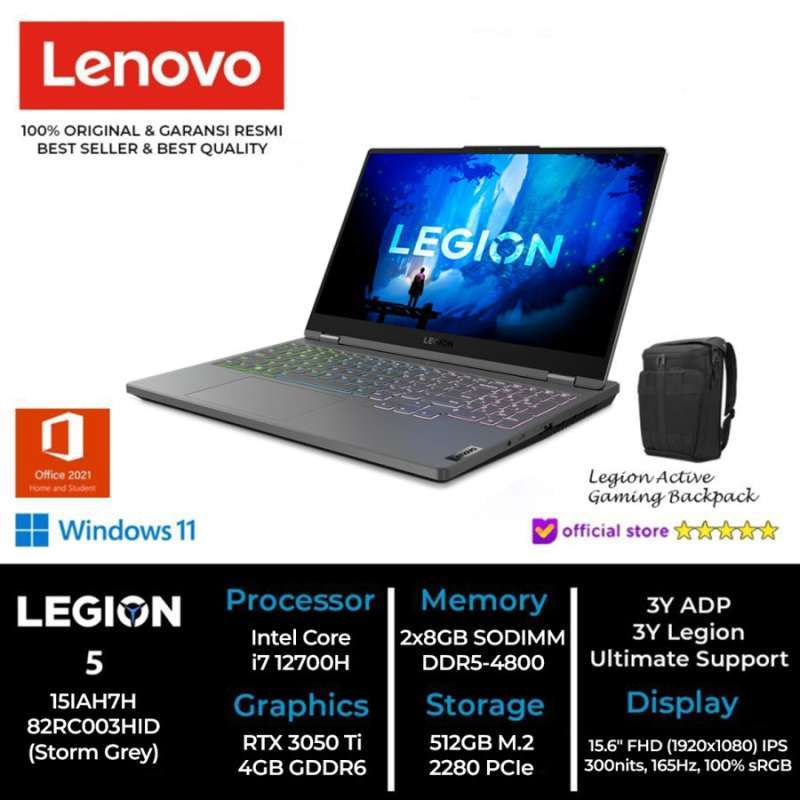 Promo LENOVO Laptop Legion 5 15IAH7 / Intel Core i7 12700H / 16GB RAM ...