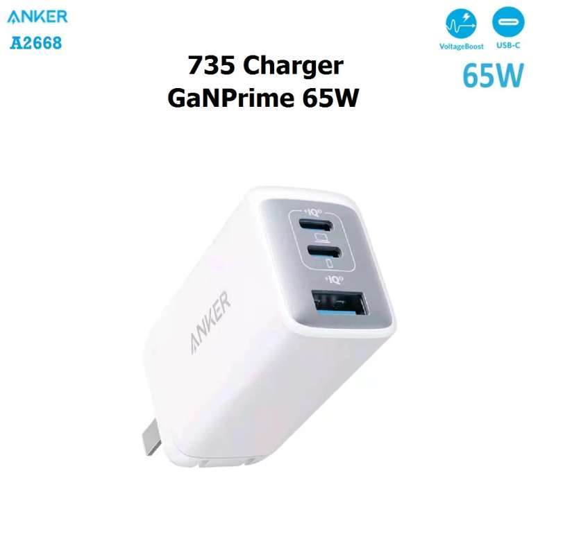 Jual ANKER A2668 - 735 Charger Nano II 65W 3-Port - GaNPrime Technology - White di Seller Lania ...