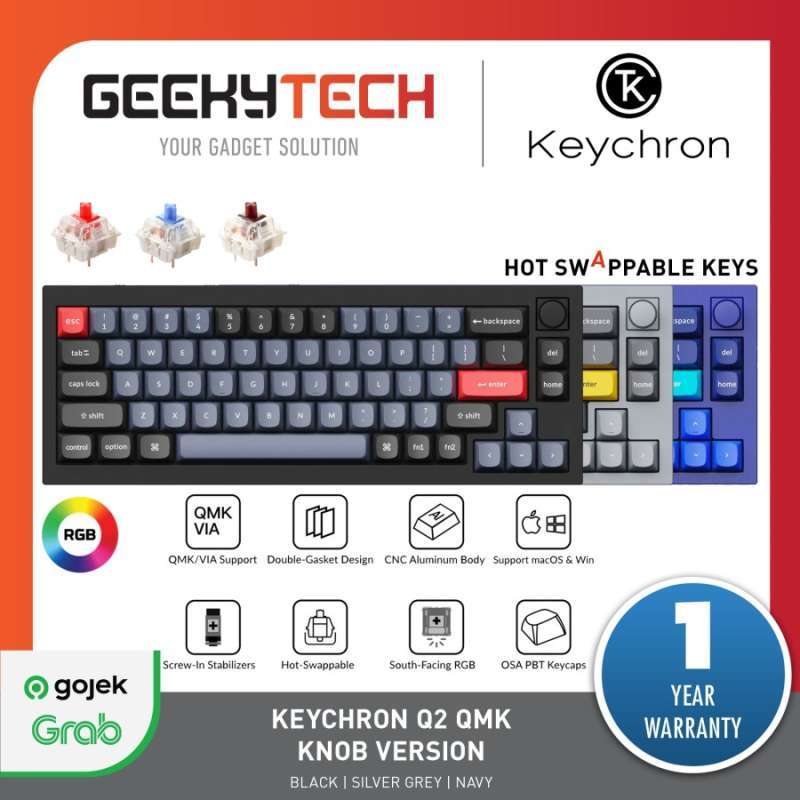Jual Keychron Q2 QMK 65% Fully Assembled KNOB VERSION Mechanical ...