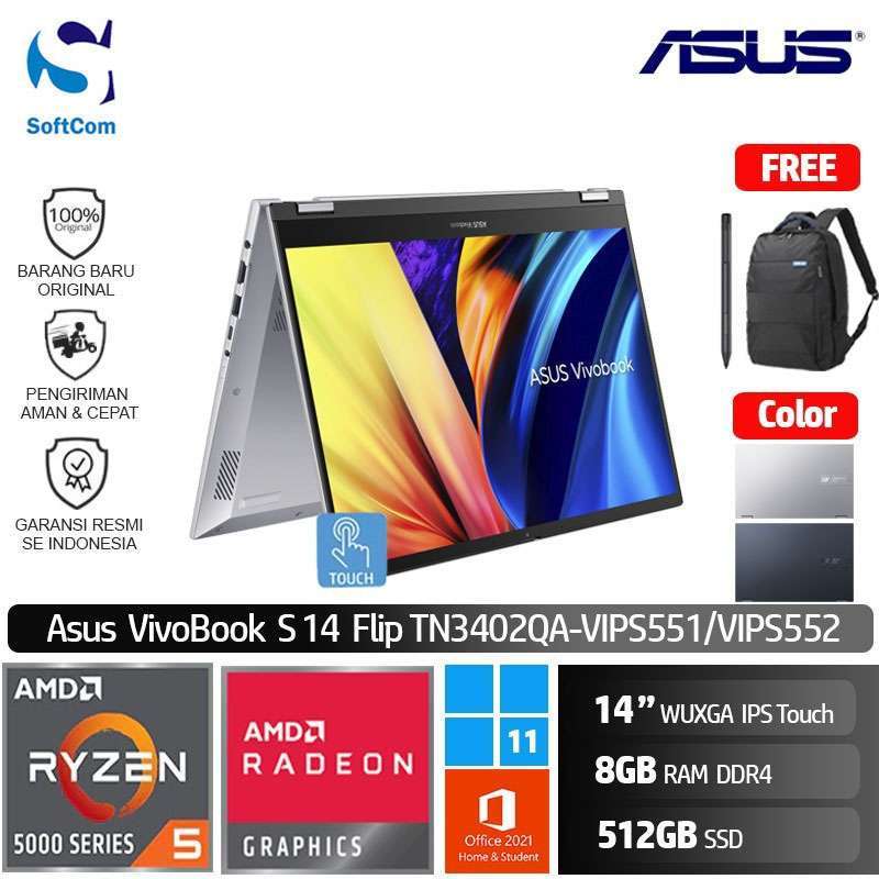 Promo Asus Vivobook S14 Flip Tn3402qa Vips551 Vips552 Laptop 2 In 1 ...