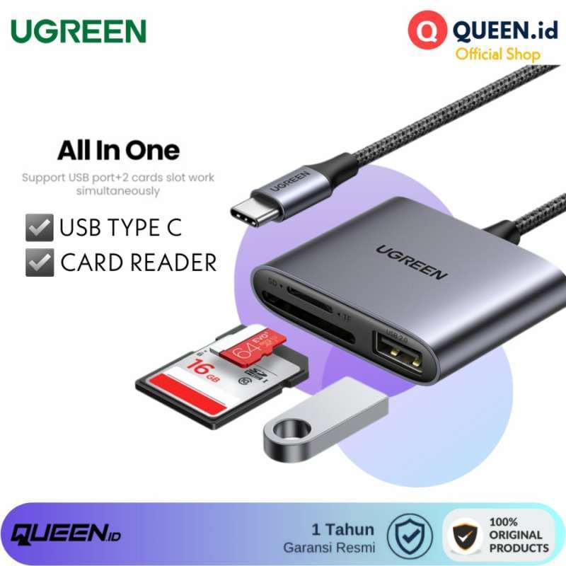 Promo UGREEN Card Reader OTG USB TYPE C To SD/TF USB FlashDisk - 80798 ...
