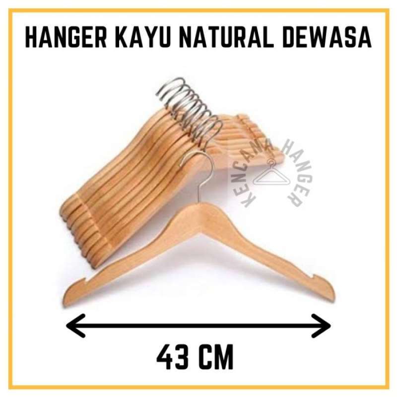 Promo Hanger Kayu Dewasa (Wood) warna Natural / Gantungan baju Per 6 ...