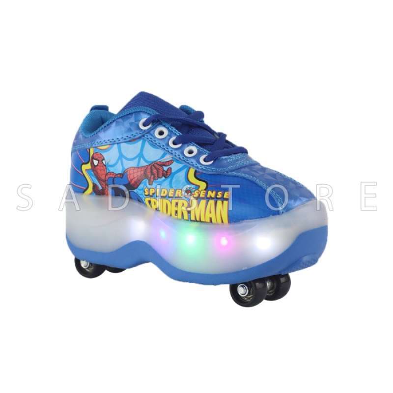 Jual SEPATU Roda Anak Roda 4 Karakter Spiderman - Biru [ Bisa Nyala ...
