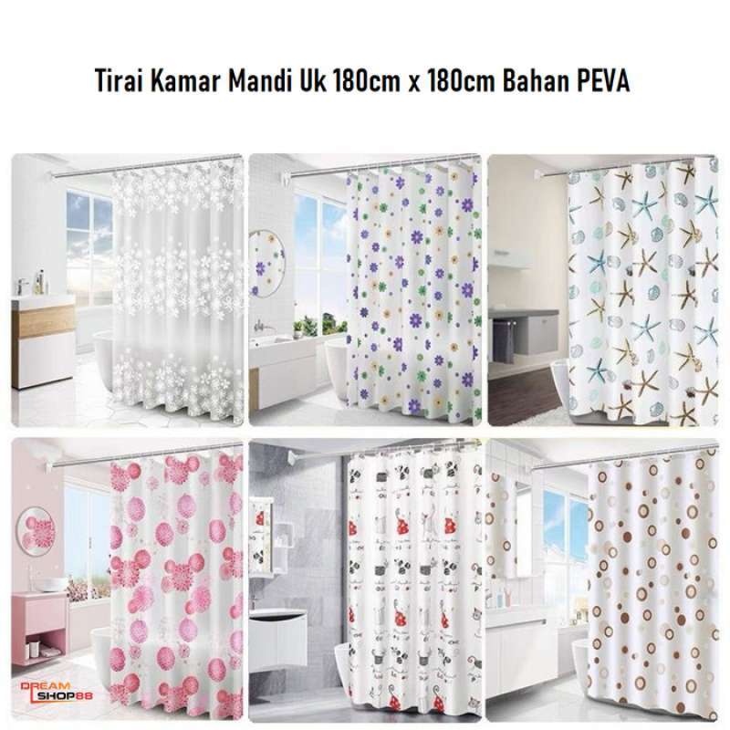 Promo Tirai Gorden Kamar Mandi /tirai Anti Air Peva Uk 180x180 +ring Pengait Diskon 5% Di Seller ...