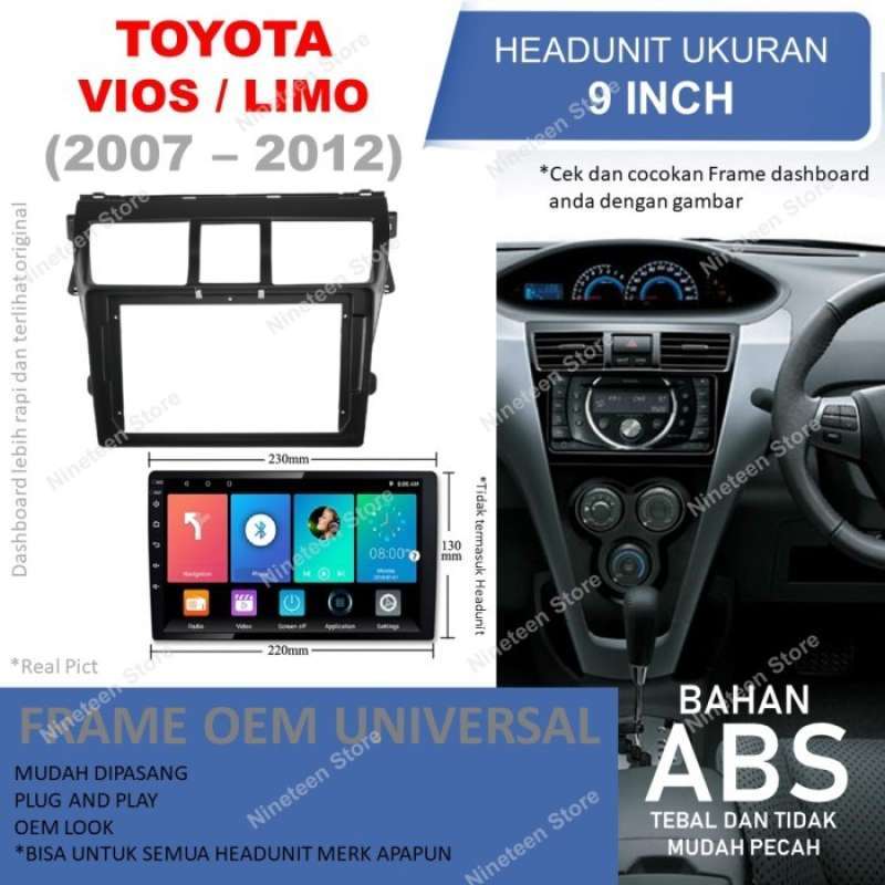 Promo Frame Panel Headunit Android 9 inch Untuk Mobil Toyota Vios Gen 2 ...