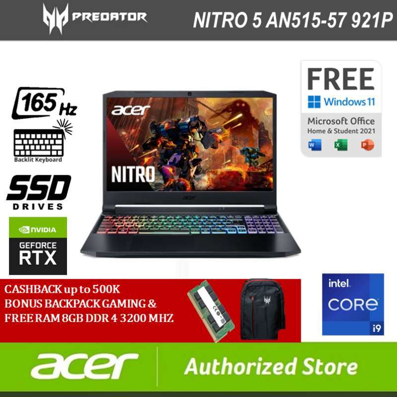Jual ACER NITRO 5 AN515 57 921P - I9 11900H 32GB 512SSD RTX3060 6GB 15.6QHD IPS 165HZ WIN11 ...