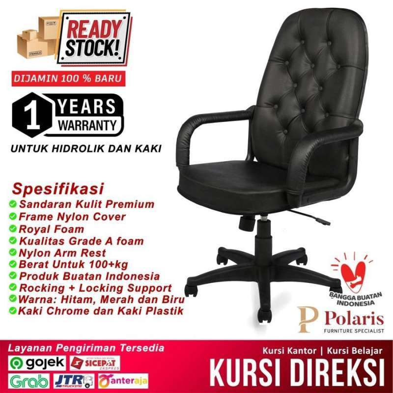Jual Kursi Kantor Direktur Kursi Kerja Premium Hitam Merk POLARIS di ...