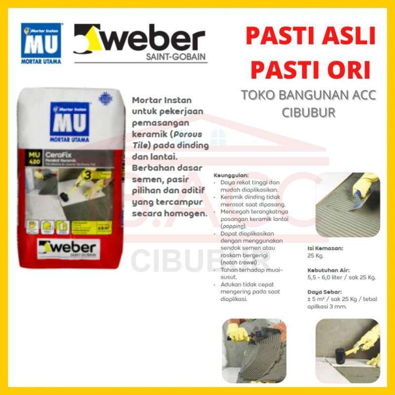 Jual MU420 - Mortar Utama 25 Kg MU 420 Perekat Keramik di Seller TB ACC ...