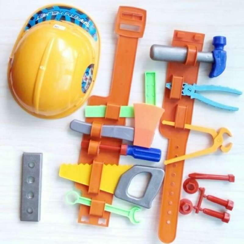 Jual Mainan Helm Perkakas Tool Peralatan Tukang Bangunan Tool Set ...