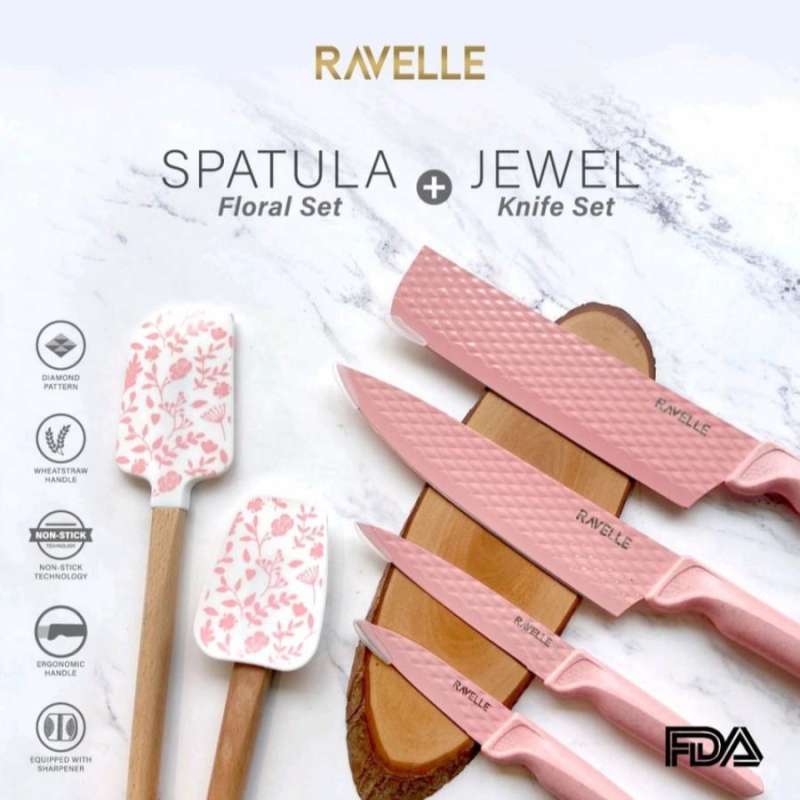 Jual Spatula Flower Pink + Jewel Knife Set 6 In 1 Ravelle di Seller ...