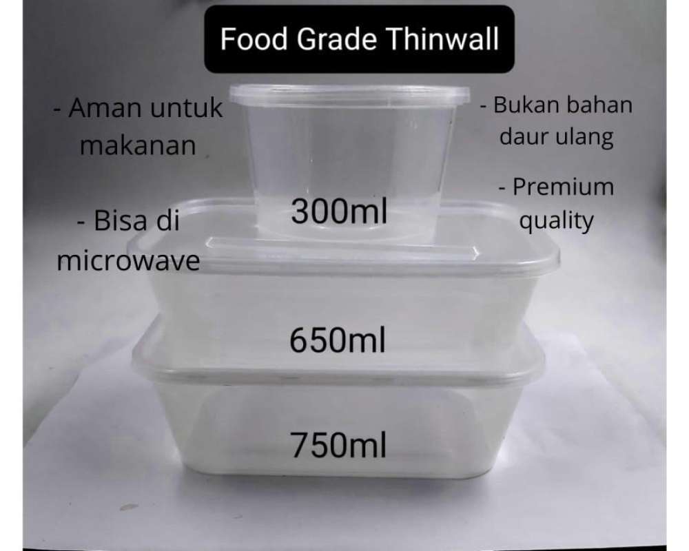 Jual Thinwall 750ml Isi 25pcs Food Grade Kotak Makan Plastik Transparan