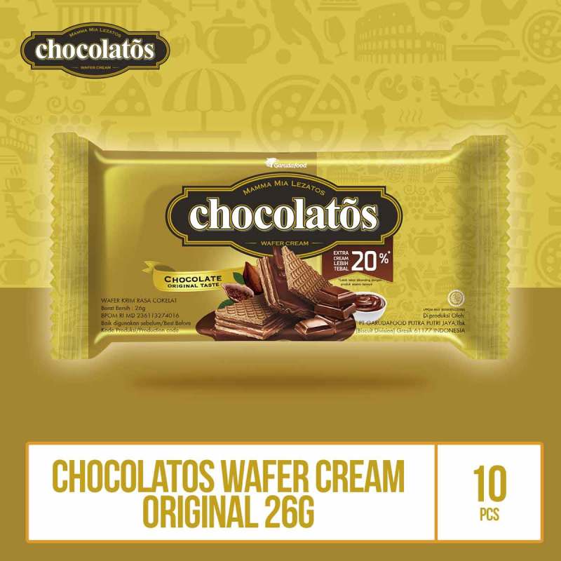 Jual GarudaFood WAFO8 Chocolatos Cream Original Wafer [26 g/ 10 pcs] di ...