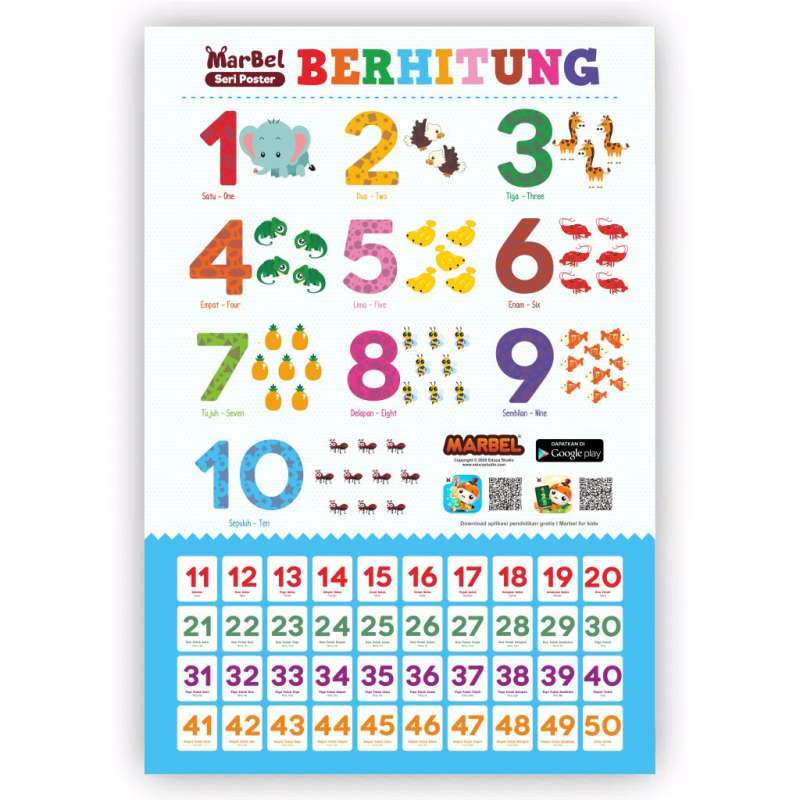 Jual Marbel Poster Angka 2 Bahasa Alat Peraga Pendidikan TK dan SD di ...