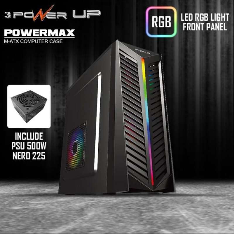 Jual Casing Power Up Powermax M-atx With Psu 500w Led Rgb - Hitam Di ...
