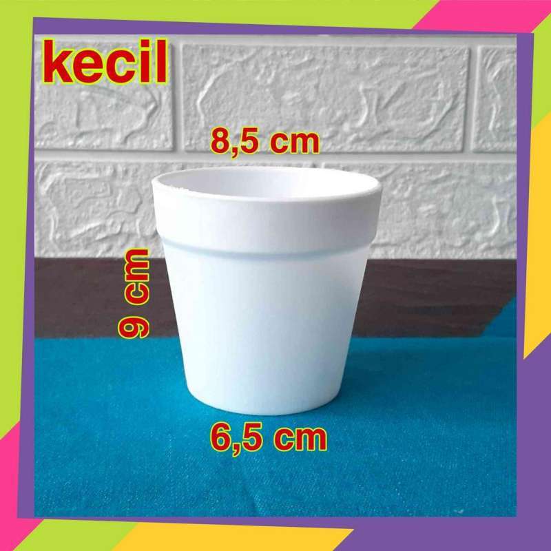 Jual 1154 / Pot bunga plastik bulat putih / Pot bunga tanaman ...