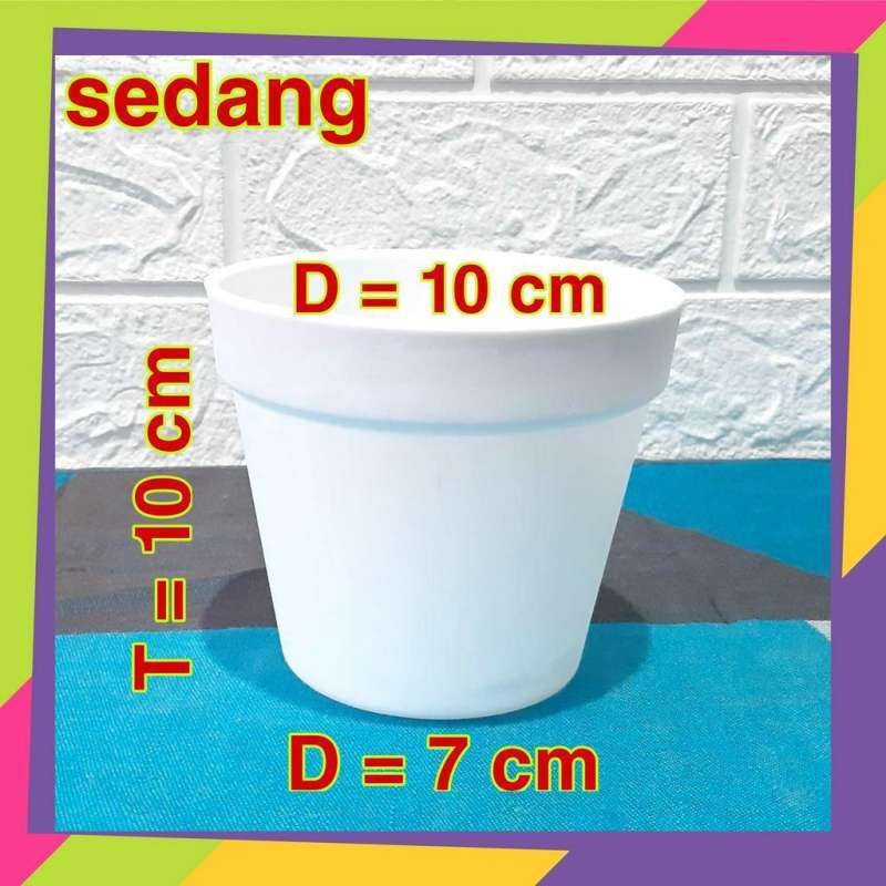 Jual 1154 / Pot bunga plastik bulat putih / Pot bunga tanaman ...