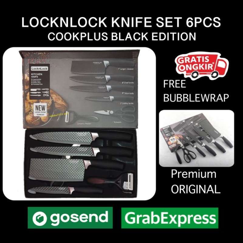 Jual LOCKnLOCK Black Box Kitchen Knife Set 6in1 Pisau Dapur Hitam ...