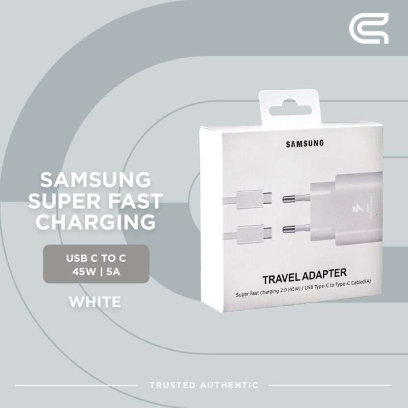 Jual SAMSUNG SUPER FAST CHARGING TYPE C 45 WATT PUTIH C TO C ORIGINAL ...