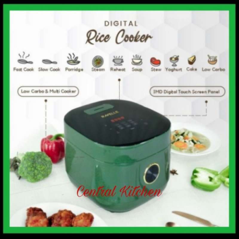 Promo Rice Cooker Ravelle Jade Green 3 Liter -Digital Low Carbo- Jade ...
