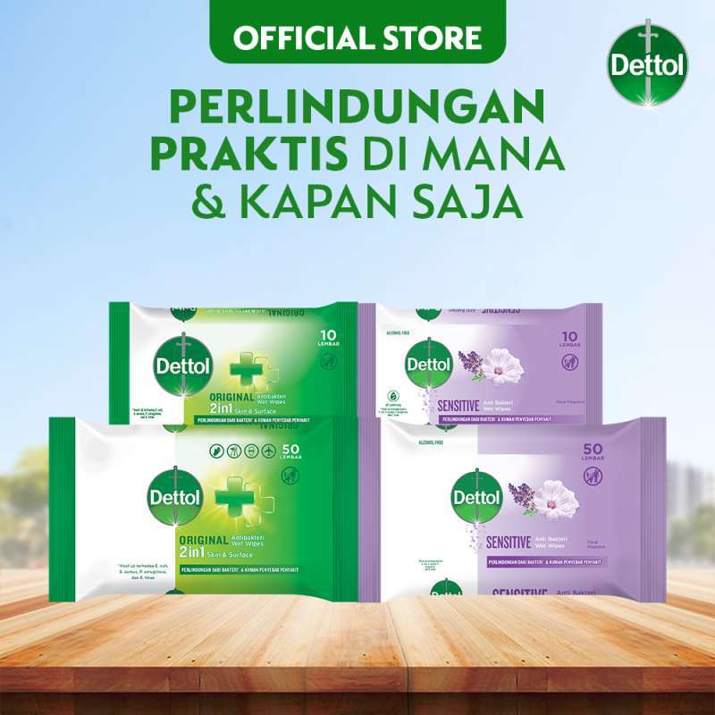 Jual - Dettol Wipes Tissue Basah [50 sheets / 2 pcs] + FREE - Dettol ...