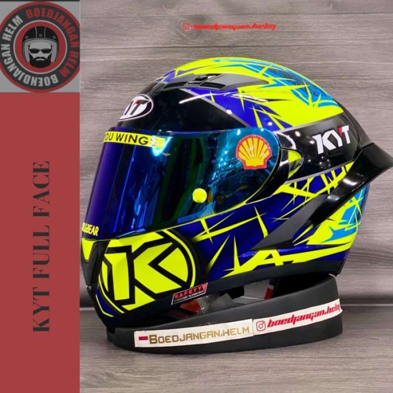 Jual KYT HELM FALCON FR SPIKE FLUO YELLOW BLACK - FULL FACE - DOUBLE ...