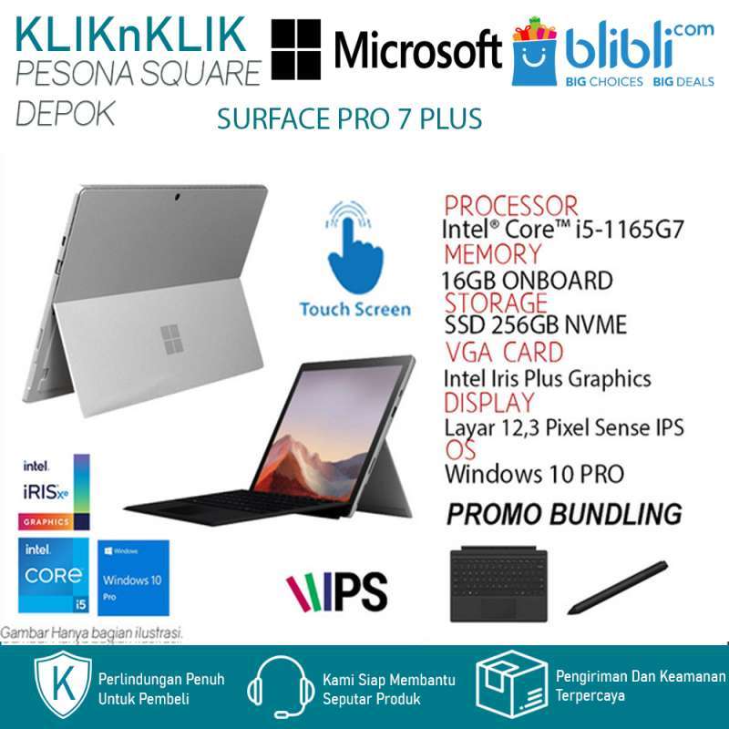 Jual Laptop 2in1 Microsoft Surface Pro 7 Plus I5 1135g7 Gen 11th Ram 16gb 256gb Ssd Win1o Pro ...