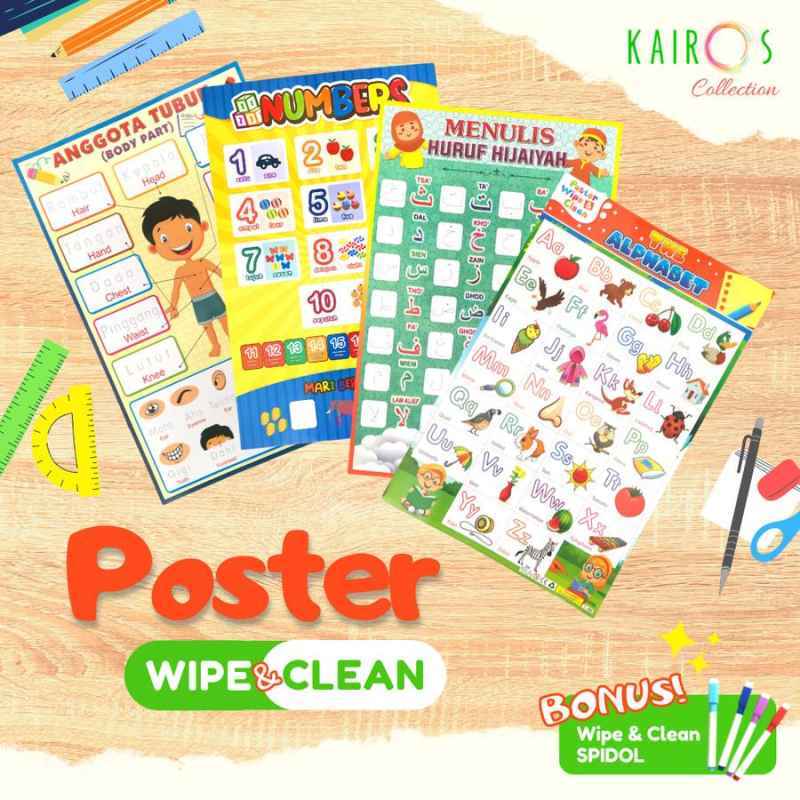 Jual Poster Glossy Wipe and Clean Edukasi Anak Paud TK Belajar Menulis ...