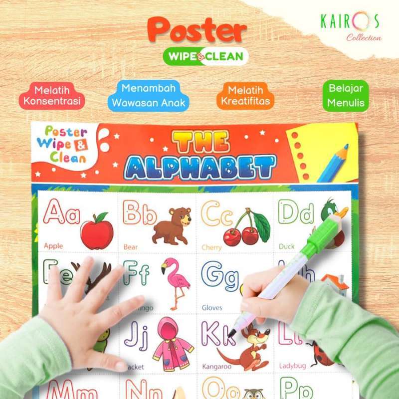 Jual Poster Glossy Wipe and Clean Edukasi Anak Paud TK Belajar Menulis ...