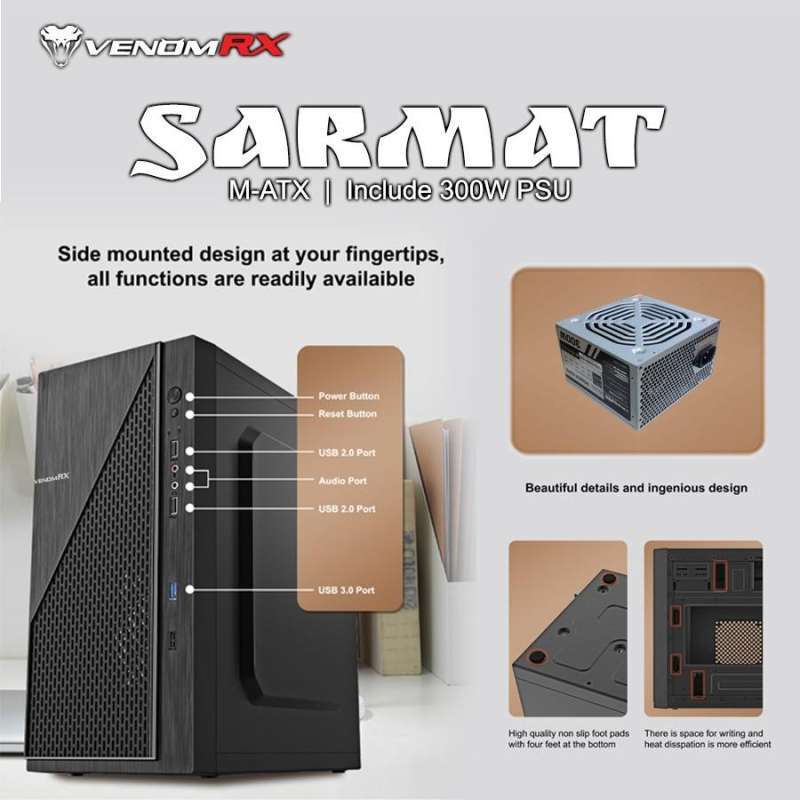 Jual VenomRX Sarmat M-ATX Micro ATX PC Case with Powercore 300watt di Seller TF COM - Kota ...